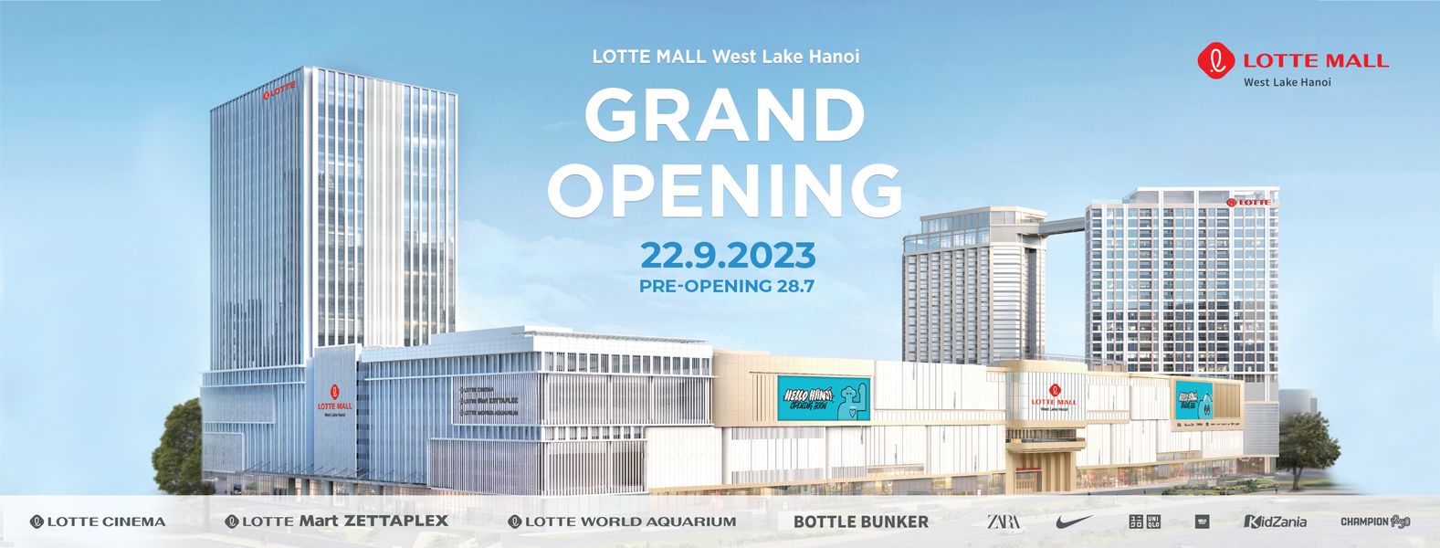 Khai trương Lotte West Lake Mall vào ngày nào?